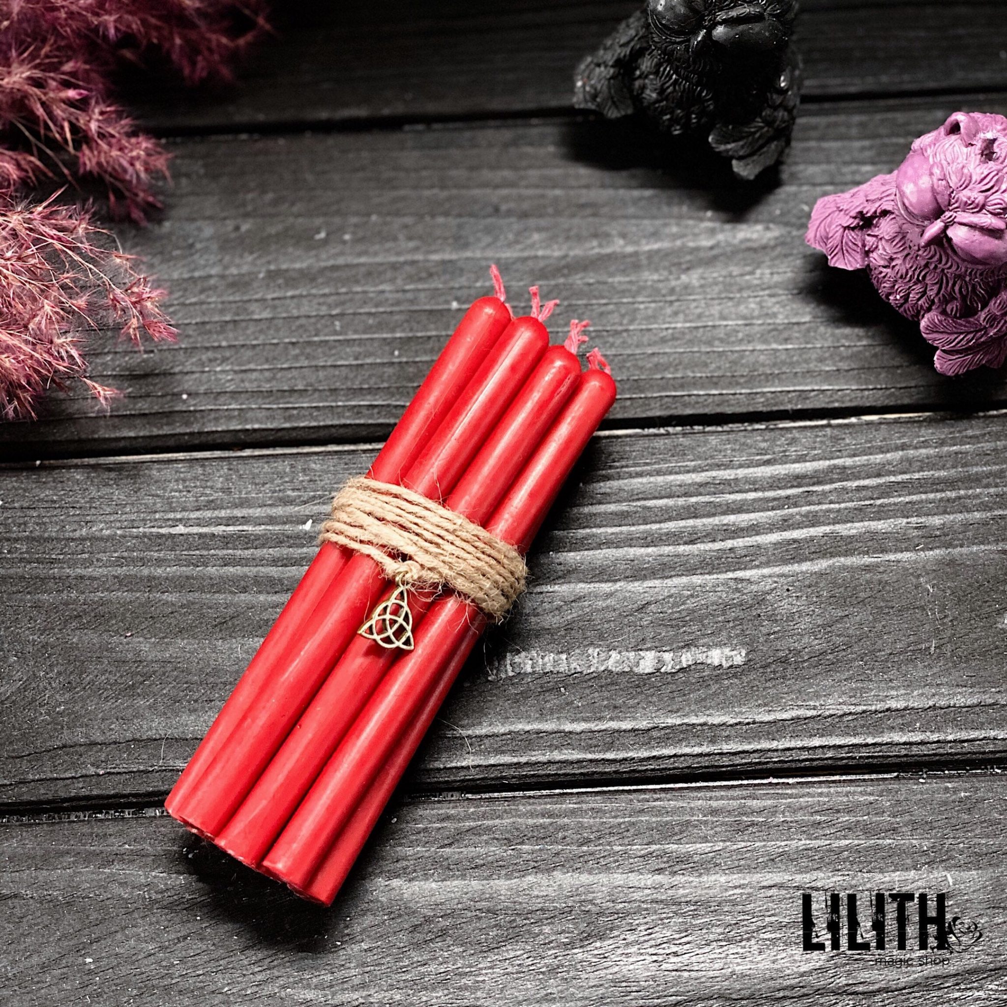 Set of 10 Ritual Red Beeswax Candles - Lilith Magic Candles