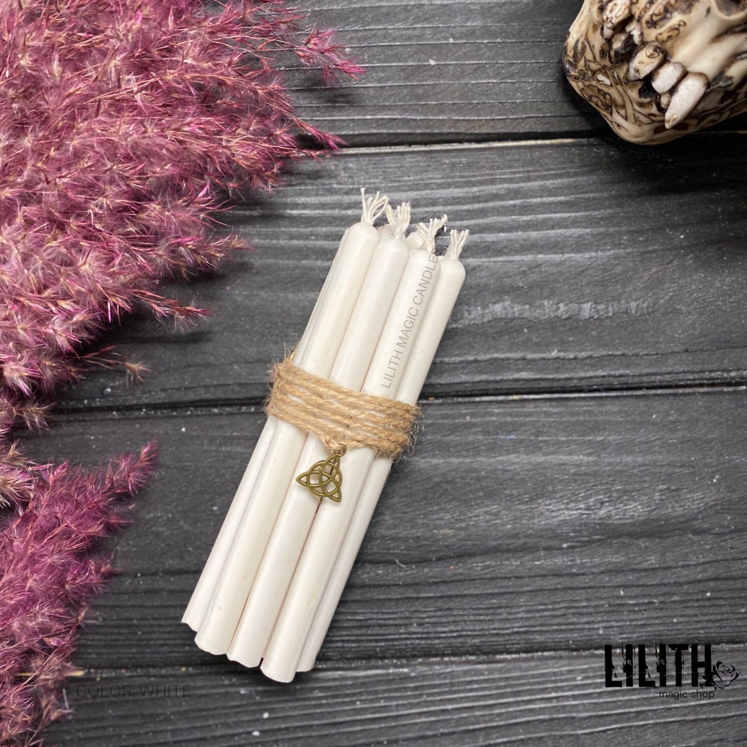 Set of 10 Ritual White Beeswax Candles - Lilith Magic Candles