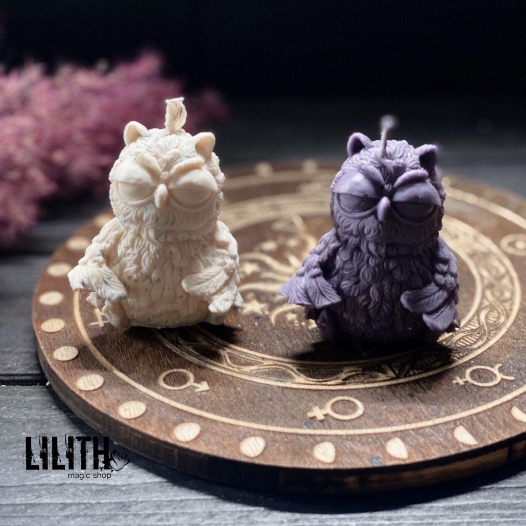 Owl Beeswax Ritual Candles with Lavender - 2 items set - Lilith Magic ...