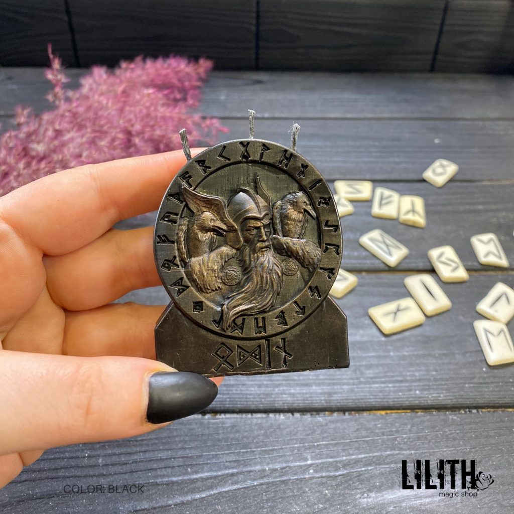 Viking God Odin in the Runic Circle Beeswax Ritual Candle for Appealing ...