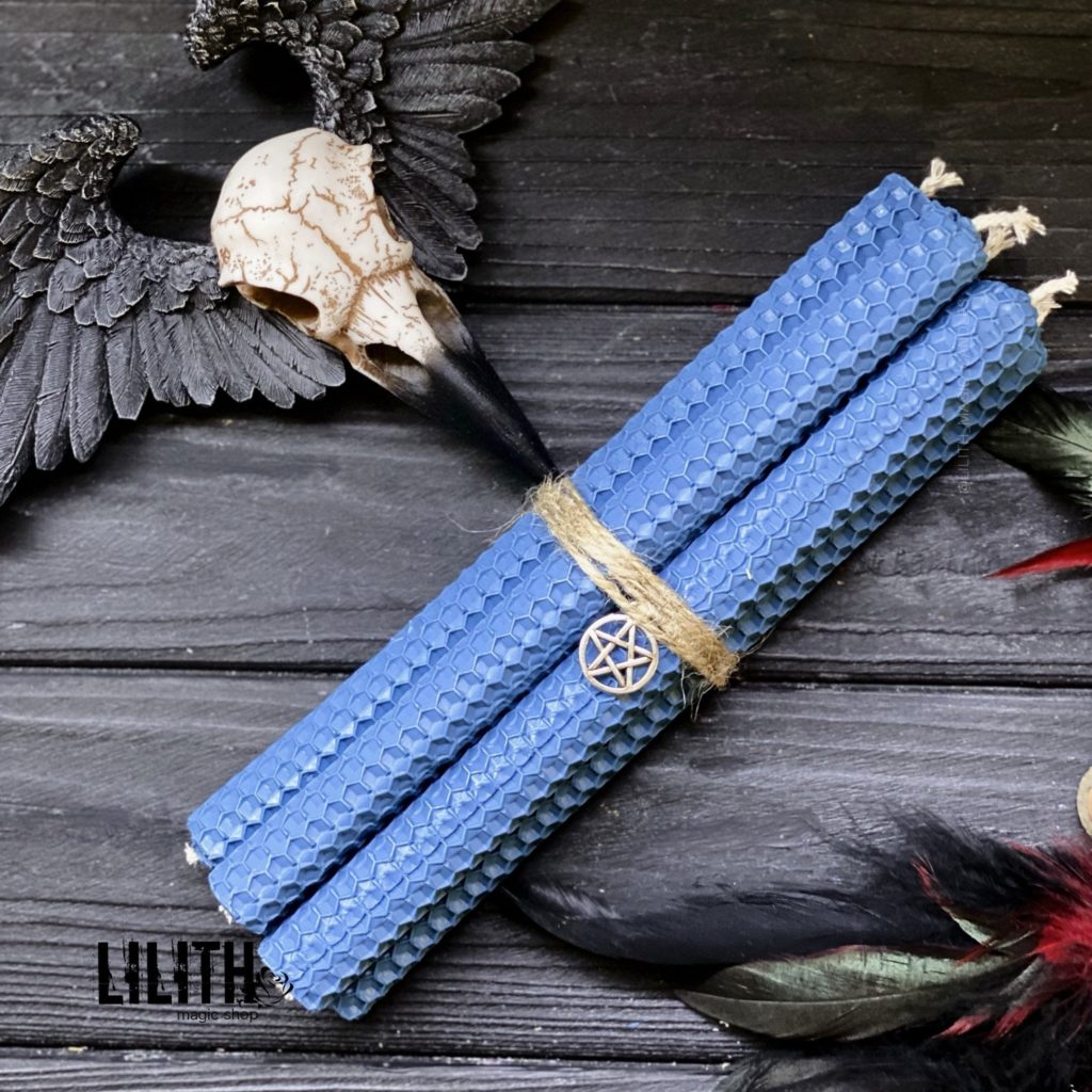 Light Blue Rolled Beeswax Honeycomb Candles - 5 item set - Lilith Magic ...