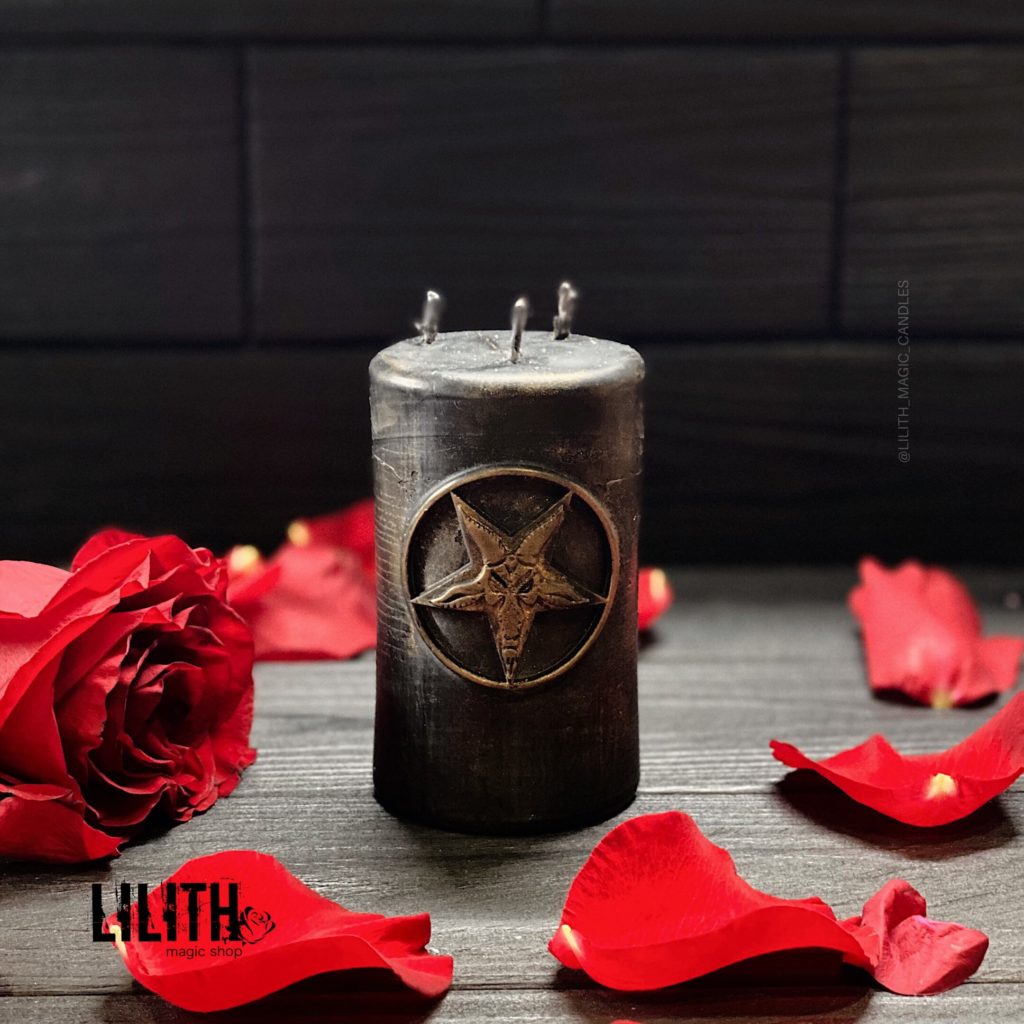 Baphomet Beeswax Ritual Altar Candle - Lilith Magic Candles