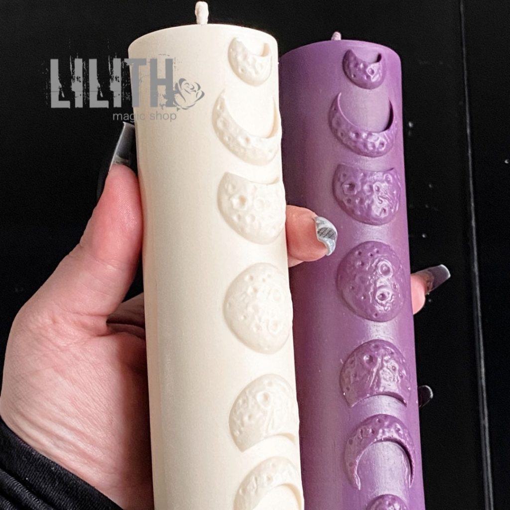 Moon Cycle Beeswax Ritual Candle - Lilith Magic Candles