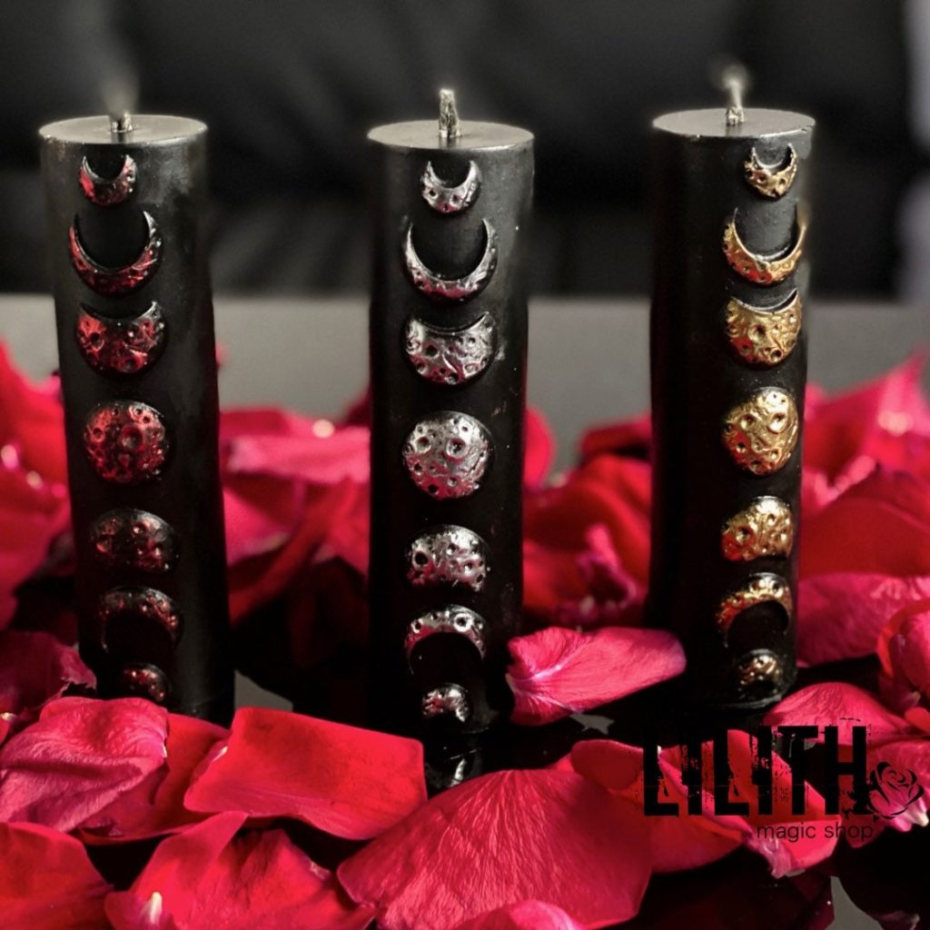 Moon Cycle Beeswax Ritual Candle - Lilith Magic Candles