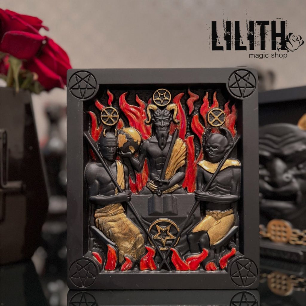 The Devil's Trinity Wooden Icon for Black Magick Spells - Lilith Magic ...