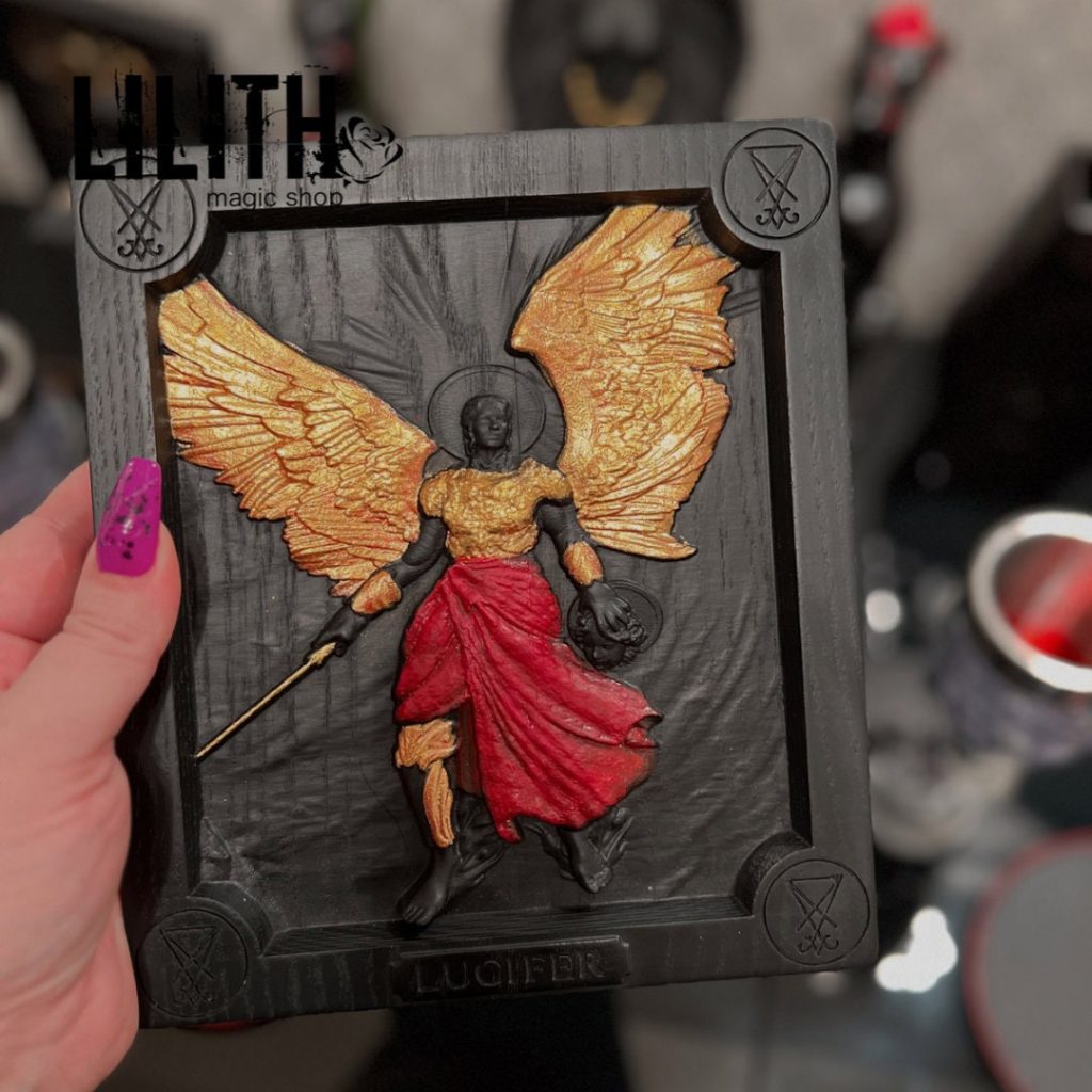 Lucifer Wooden Icon for Appealing to Lucifer - Lilith Magic Candles