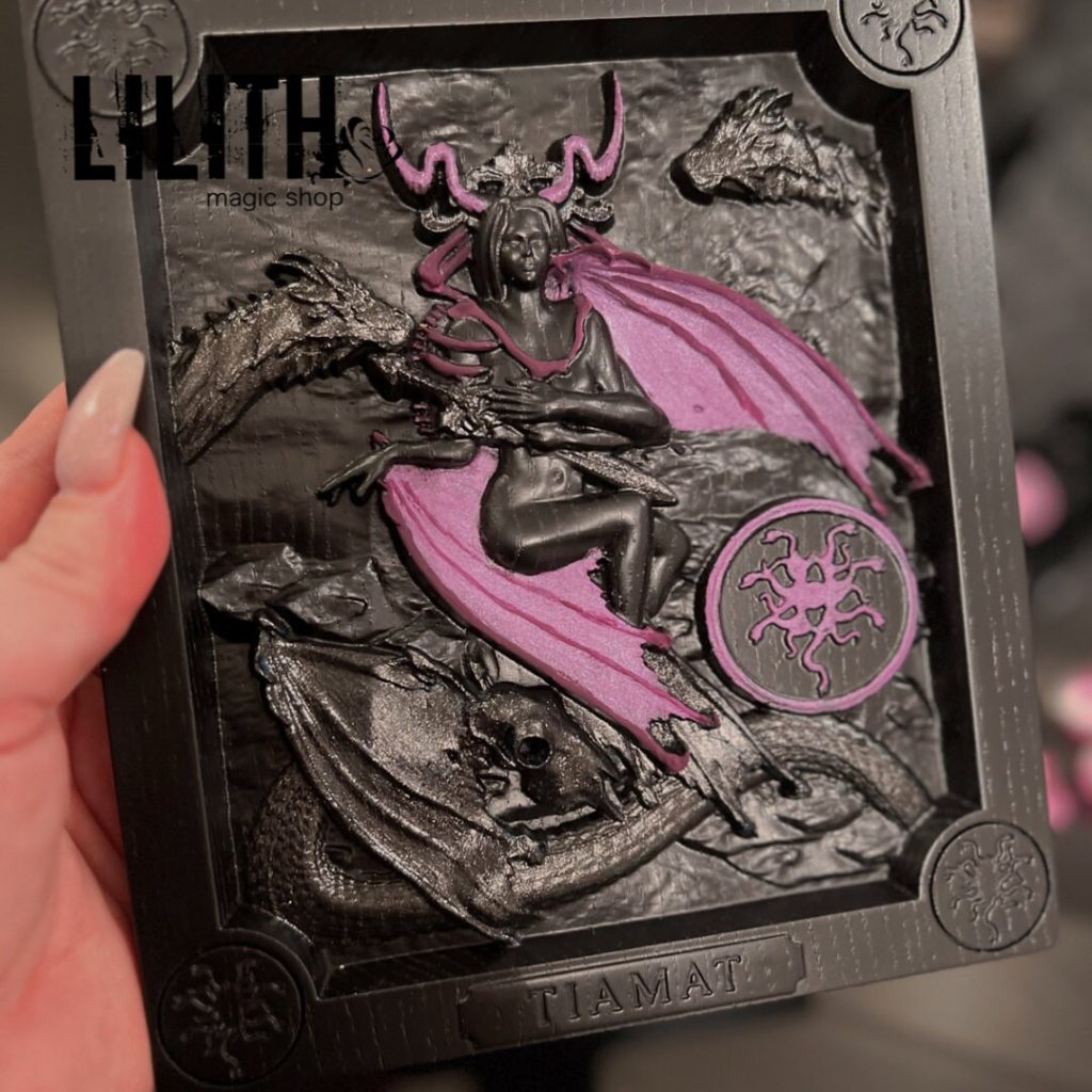 Tiamat Chaos Goddess Wooden Panel - Lilith Magic Candles