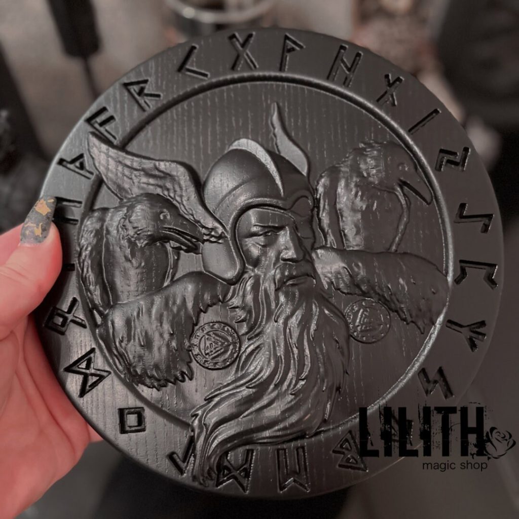 Odin in the Runic Circle Wooden Ash Tree Altar Pentacle for Runic ...